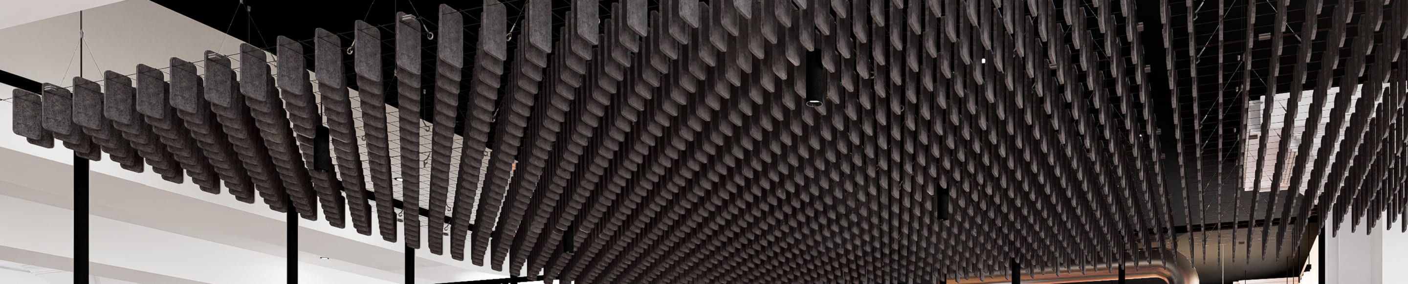 baresque | zintra acoustic solutions | mesh baffles | hunt architects | lobby design - Baresque